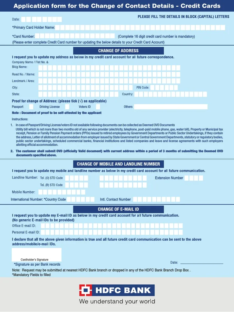 What Document Required For HDFC Credit Card In UAE Q Links